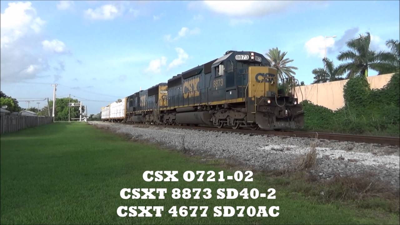 Csx O721-02 with horn toots and a SD40-2 in the lead - YouTube