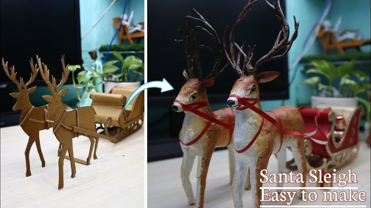 How to Make Santa Claus Sleigh | Cardboard Santa Sleigh | Santa Claus ...