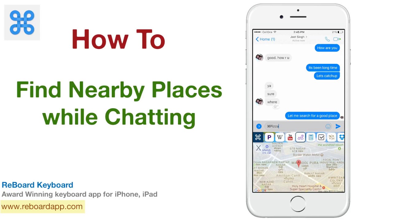 Find nearby places in messenger, whatsapp while chatting - YouTube