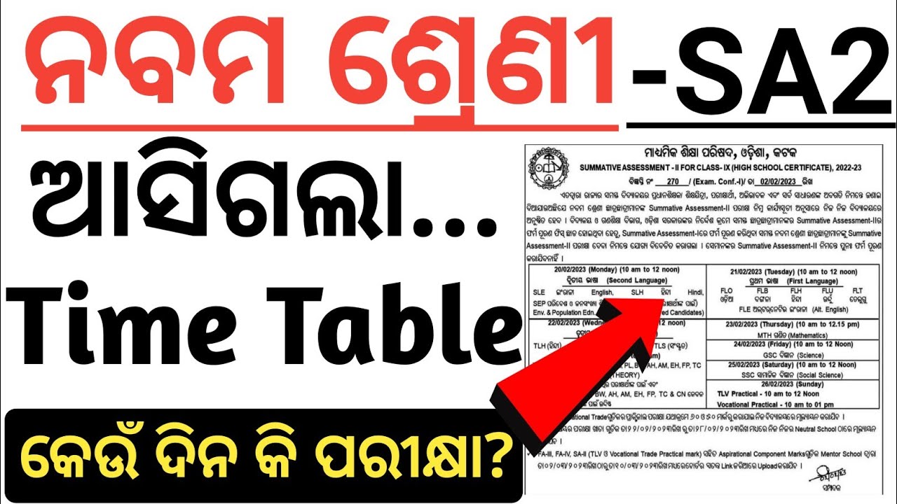 9th class sa2 exam time table 2023 | claas 9 sa2 exam paper question answer 2023 - YouTube