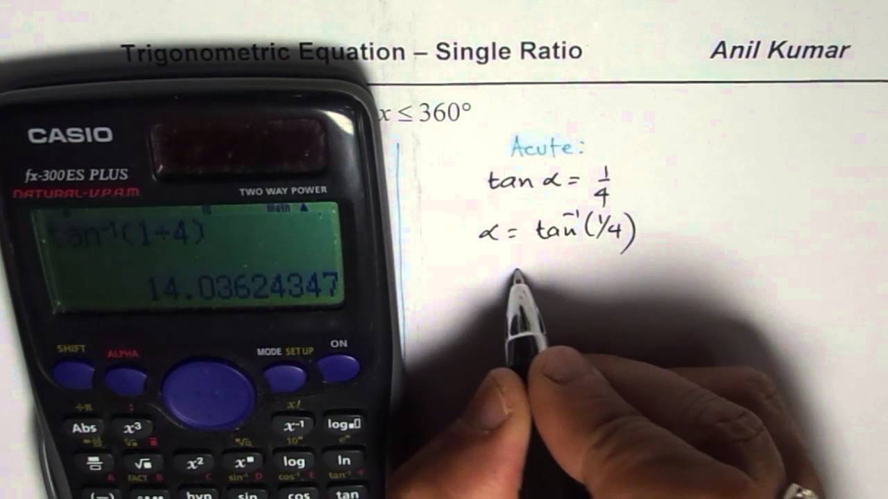 Solve Trigonometric Equation cotx equals minus 4 - YouTube