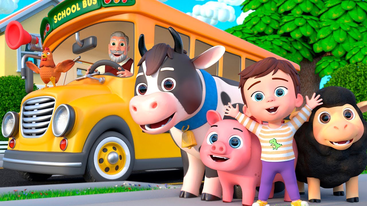 Wheels on the Bus | Farm Animals & Tiger Surprise! | Almama - Baby ...