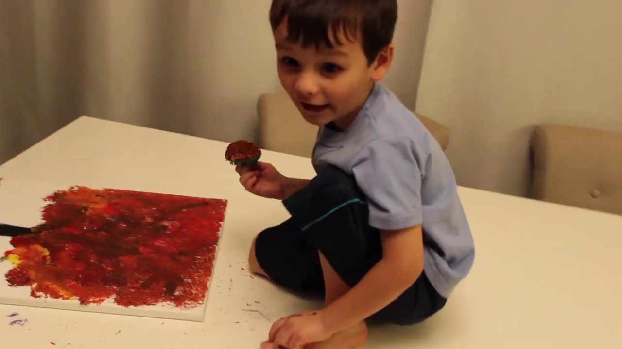 Broccoli Stamped Fall Tree / Painting using broccoli - YouTube