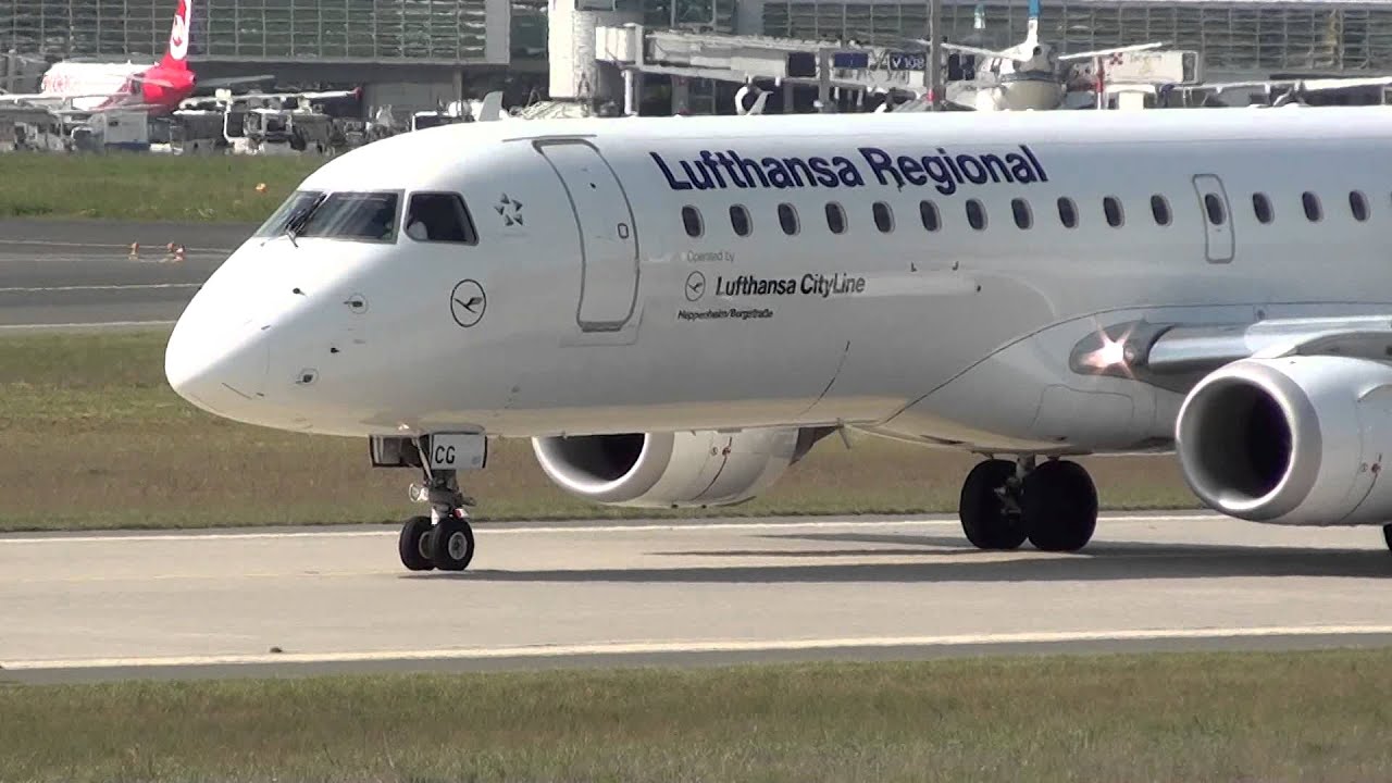 Lufthansa Regional Embraer 190 D-AECG Taxing at Frankfurt am Maim FRA ...