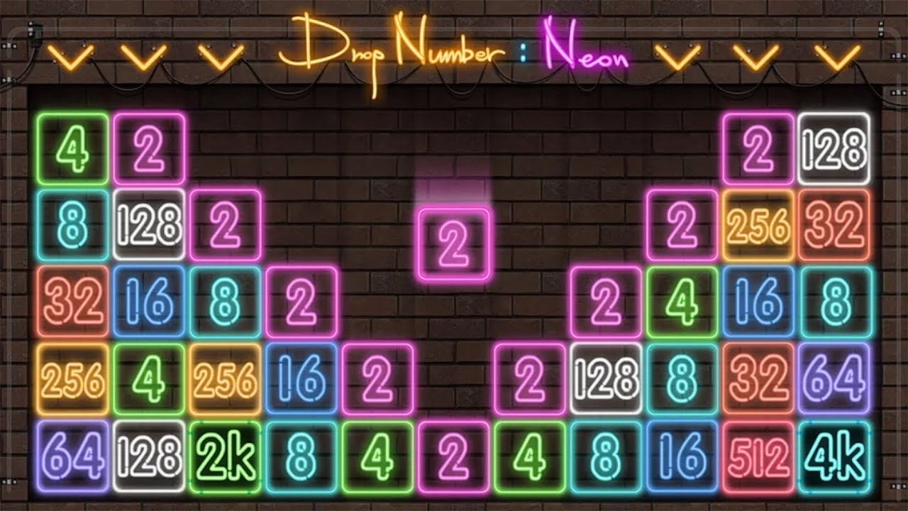 Drop Number : Neon 2048 Game Gameplay Android - YouTube