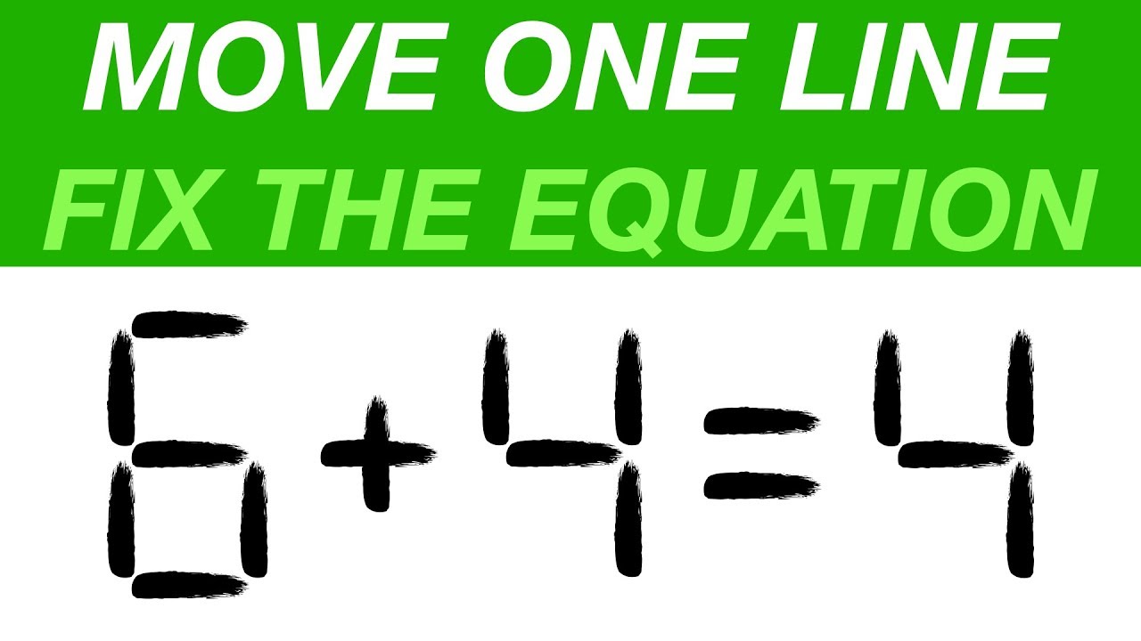 Matchstick Puzzle (Move one line to fix the equation) - YouTube