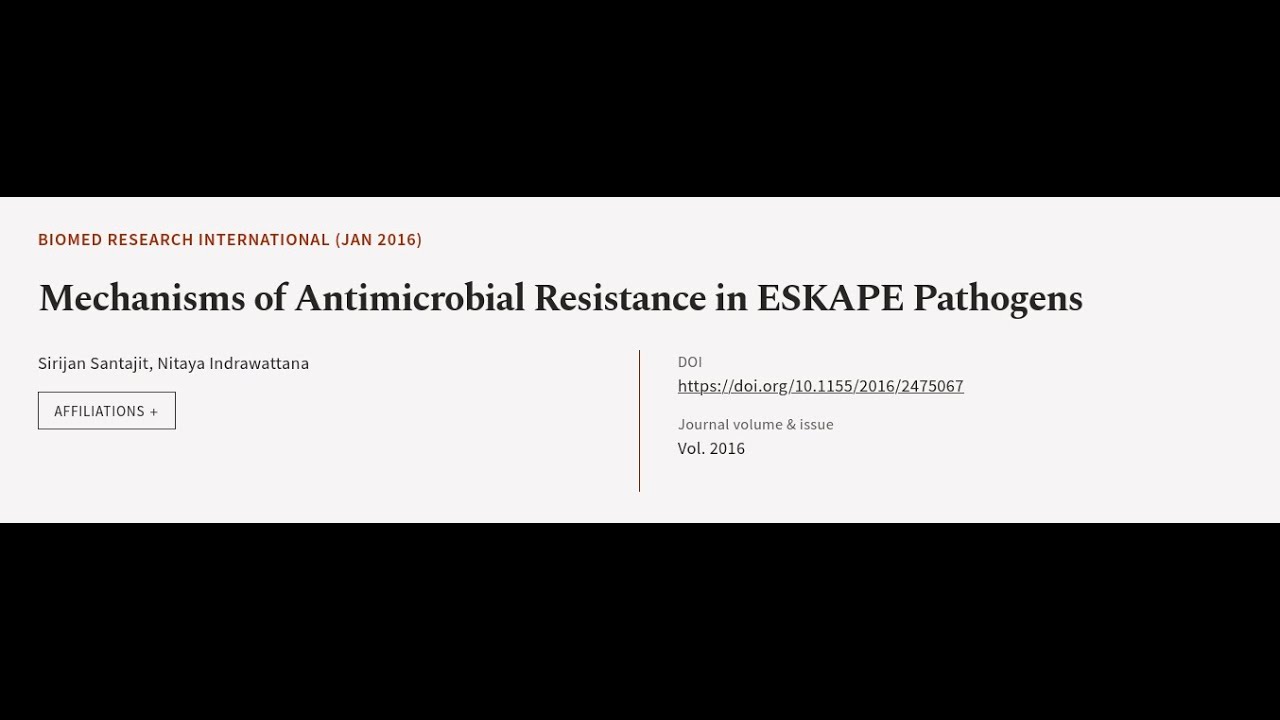 Mechanisms of Antimicrobial Resistance in ESKAPE Pathogens | RTCL.TV ...