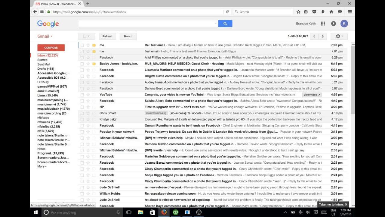 Using the Online Gmail Client with NVDA - YouTube