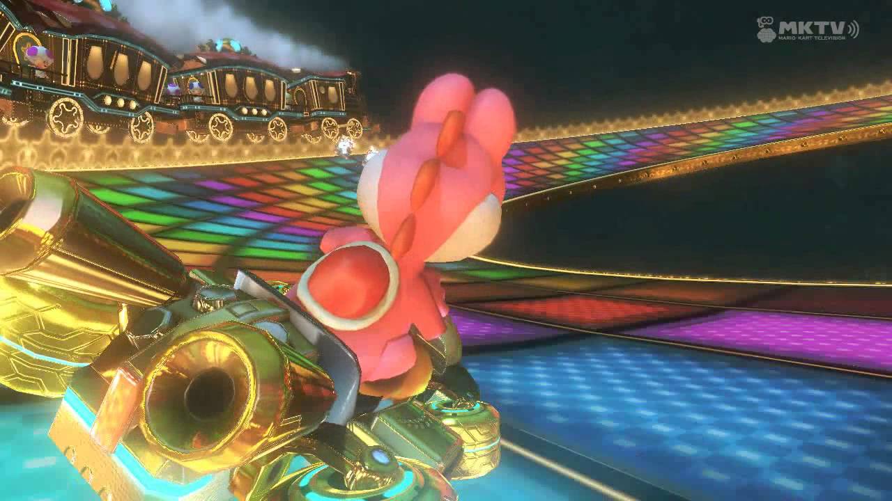 Mario Kart 8 - (N64) Rainbow Road - Mirror - Pink Yoshi - YouTube