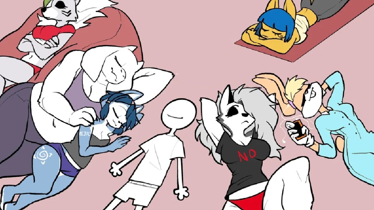 When you have a sleepover with famous furry women - YouTube