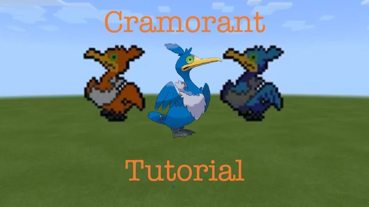 Minecraft pokemon cramorant pixel art tutorial - YouTube