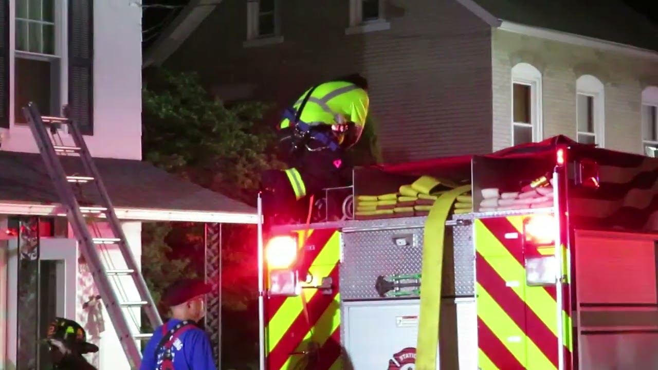 Maple St Fire; Coplay, PA (emergency vehicles go by + after it is over ...