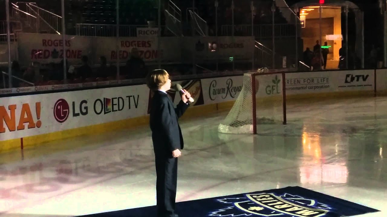 Mason Greer Singing Anthems at the Marlies Game - YouTube
