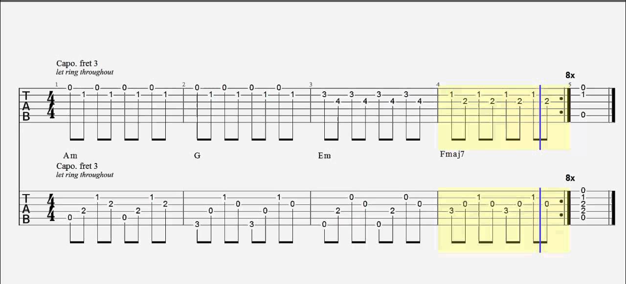 Guitar Tab Down Vampire Diaries Duet - YouTube