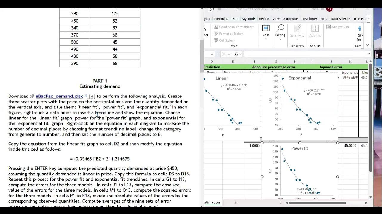 Advanced Spreadsheet modeling with regression -- Video 3 of Lesson 6 ...