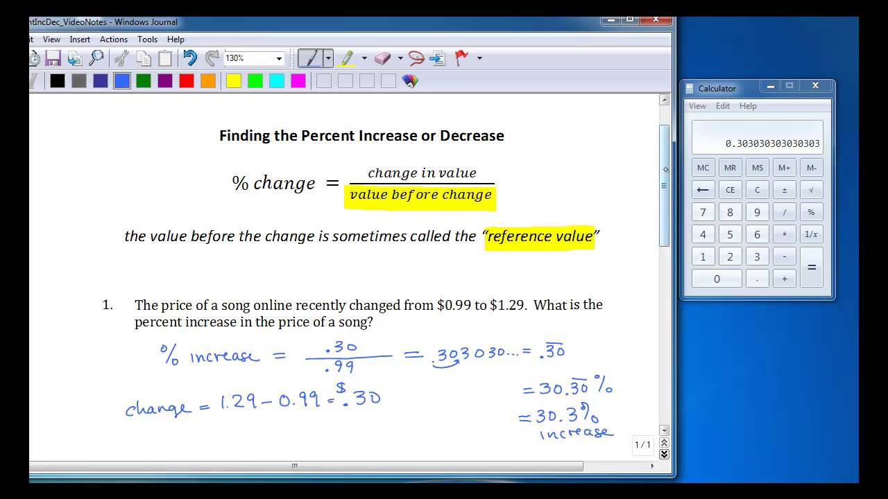 Finding Percent Increase or Decrease - YouTube