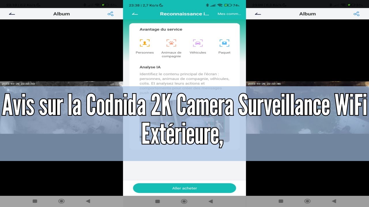 Avis sur la Codnida 2K Camera Surveillance WiFi Extérieure, 360° PTZ ...