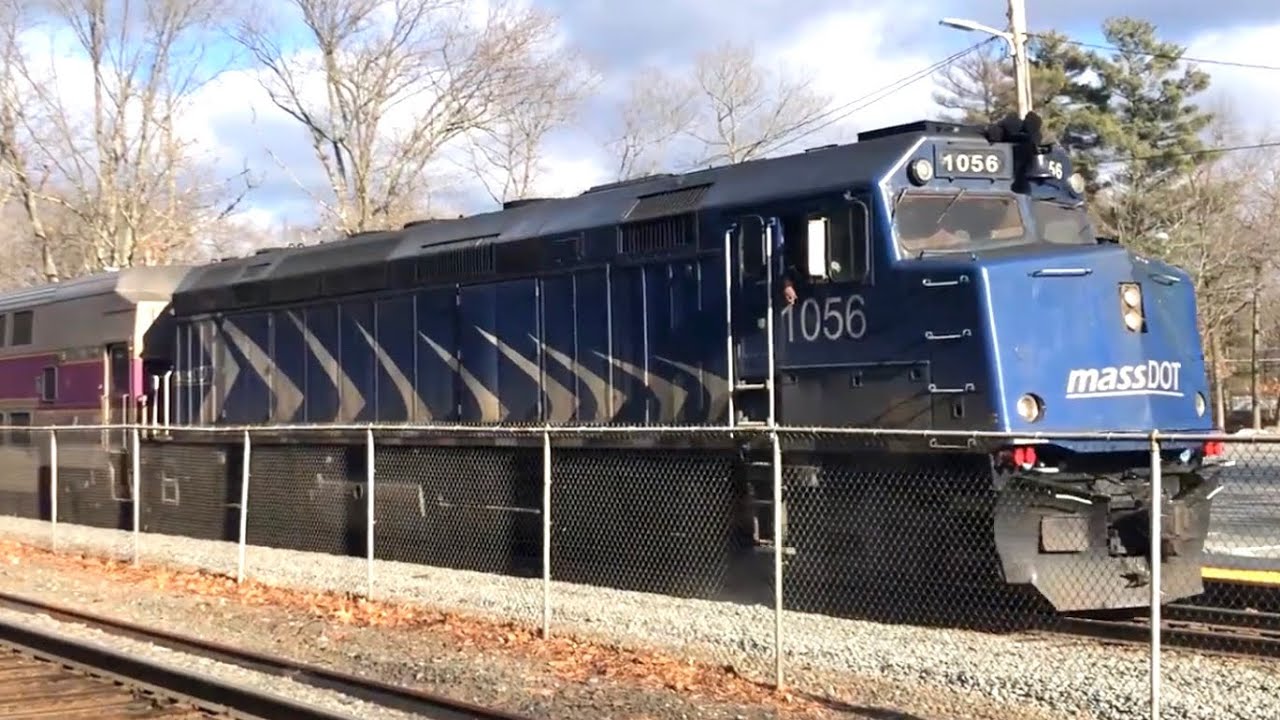 MBTA 1056 with an Ex-Amtrak F40PH K5LA - YouTube