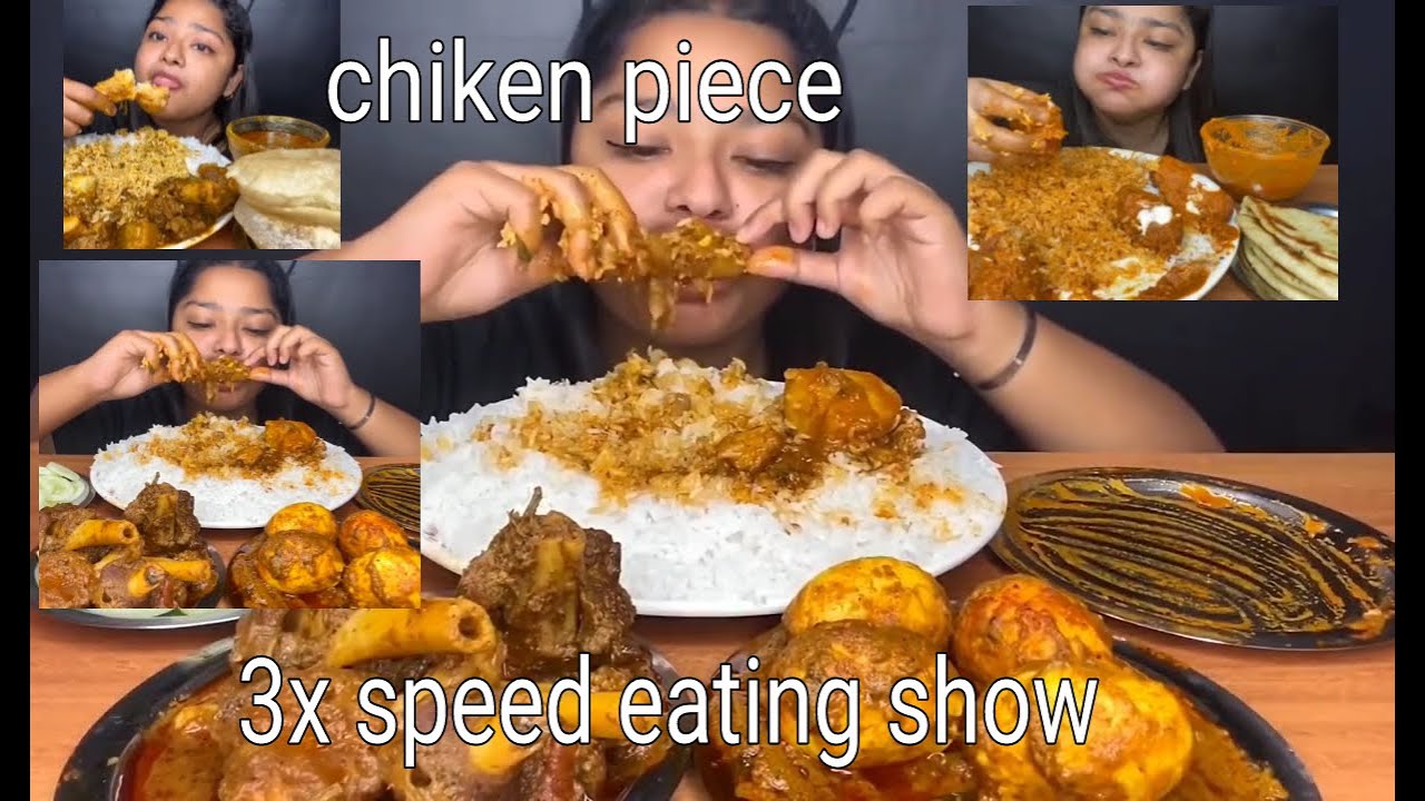 Indian mukbanger eating chicken spicy and Ruti with egg curry | speed ...