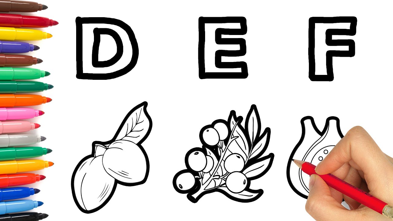 DEF Fruits Drawing, Painting and Coloring & Toddlers | Draw, Paint and ...