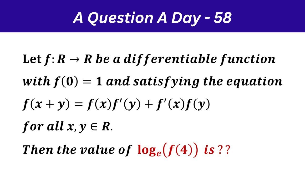 A Question A Day - 58 | Calculus | Jee Main | Jee Advanced | MT Maths ...