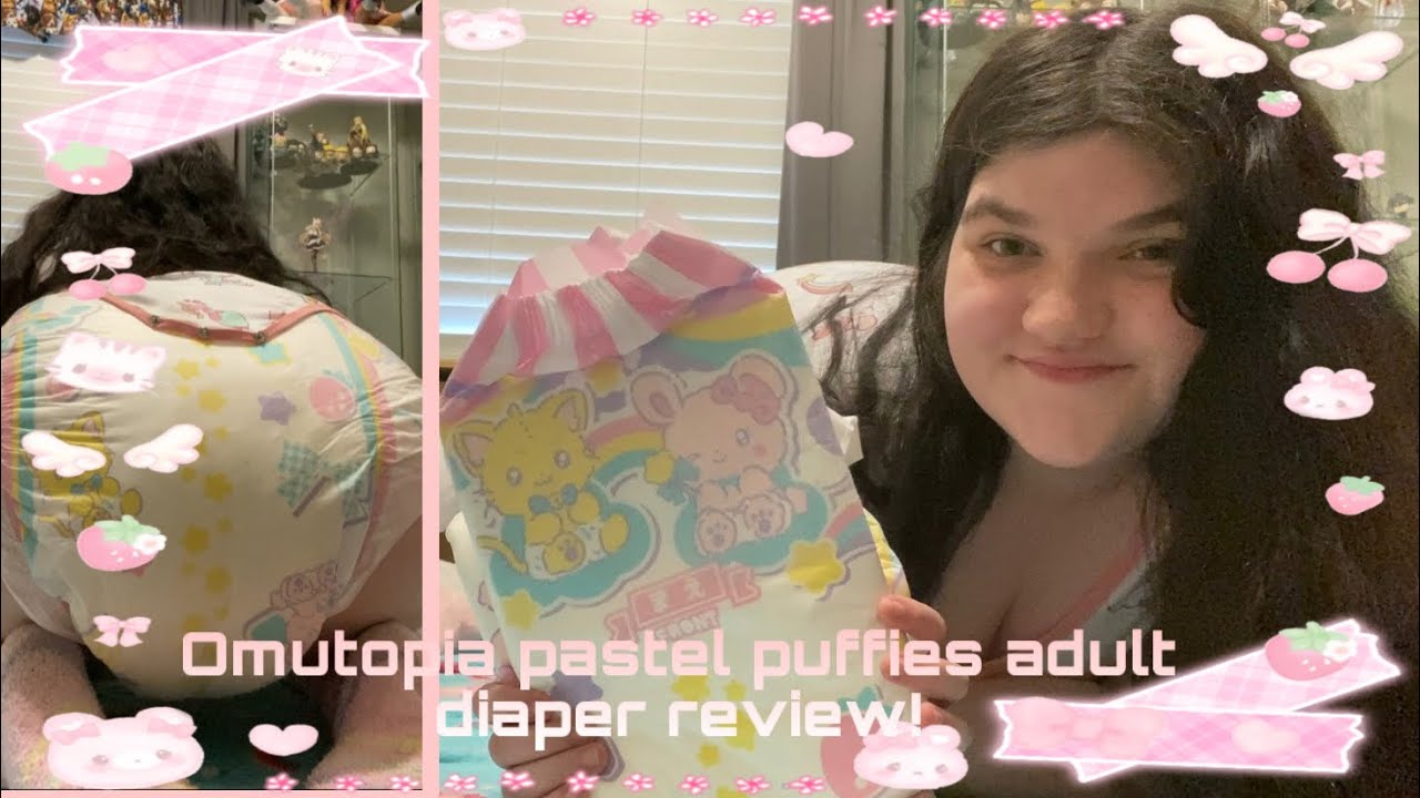 Omutopia pastel puffies adult diaper review - YouTube