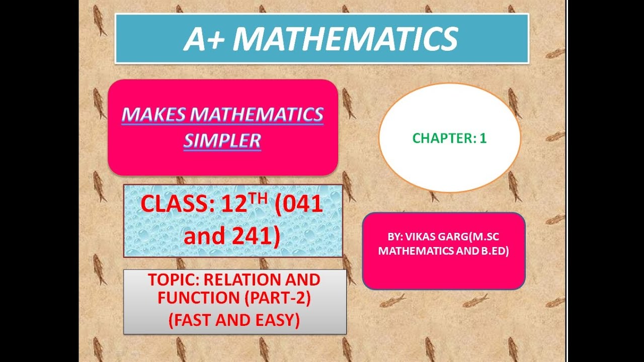RELATION AND FUNCTION PART 2 by V.Garg ONE-ONE & ONTO FUNCTION ...