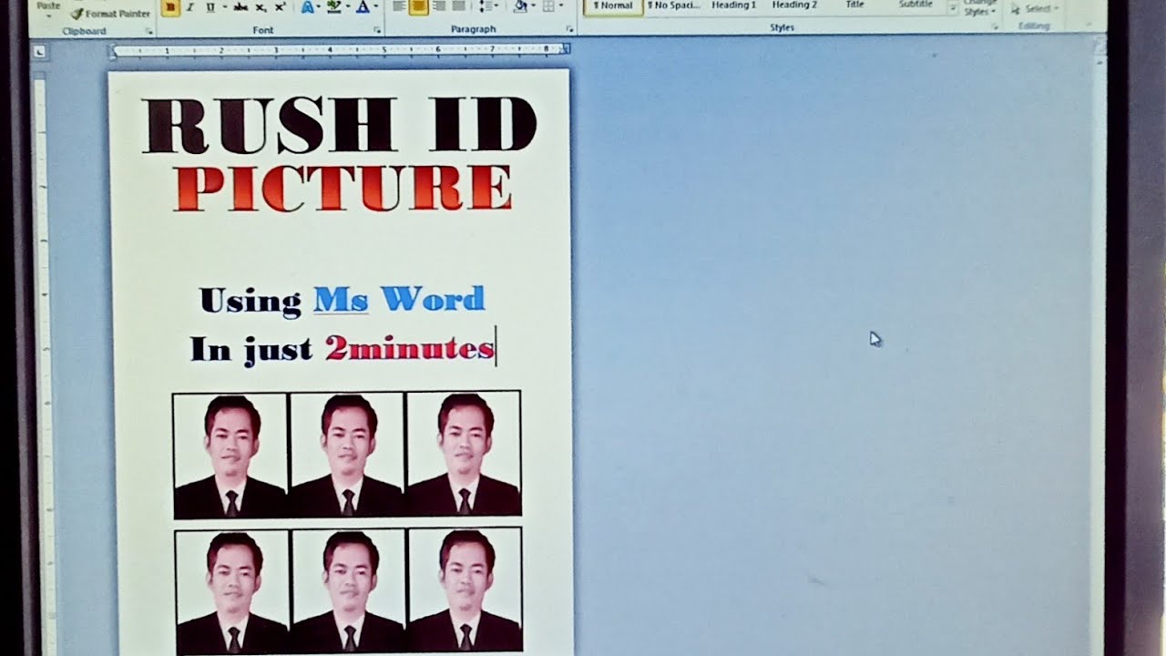 2 minutes Rush id picture using Ms Word..(Tagalog) - YouTube