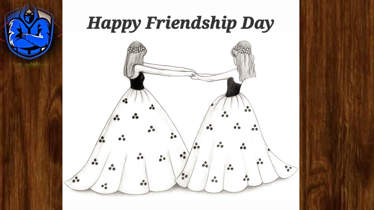 How to draw a two Girl Friendship -Best Friend Drawing || Pencil sketch ...