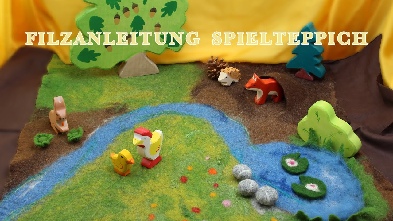 Filzanleitung: DIY Gefilzter Spielteppich - Spielzeug / felting - YouTube
