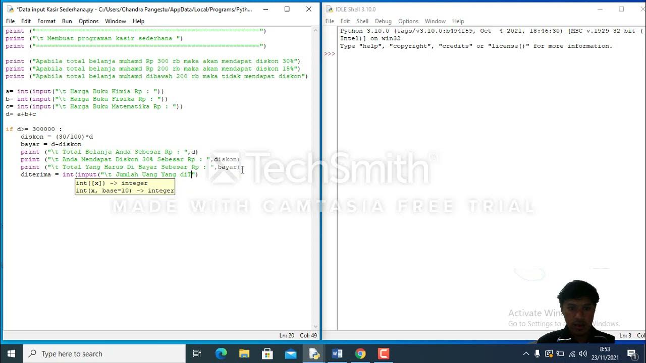 Belajar python#Programan Data Kasir - YouTube
