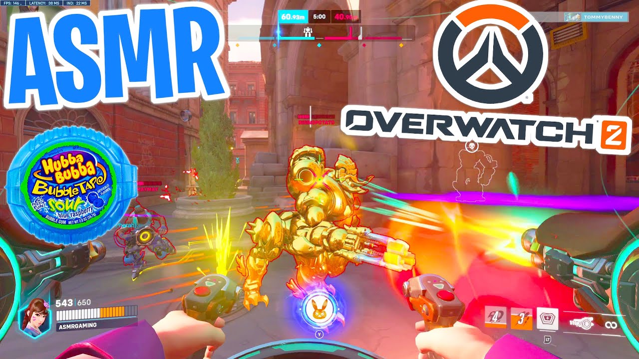 ASMR Gaming 😴 Overwatch 2 DVa Fun! Relaxing Gum Chewing 🎮🎧 Controller ...