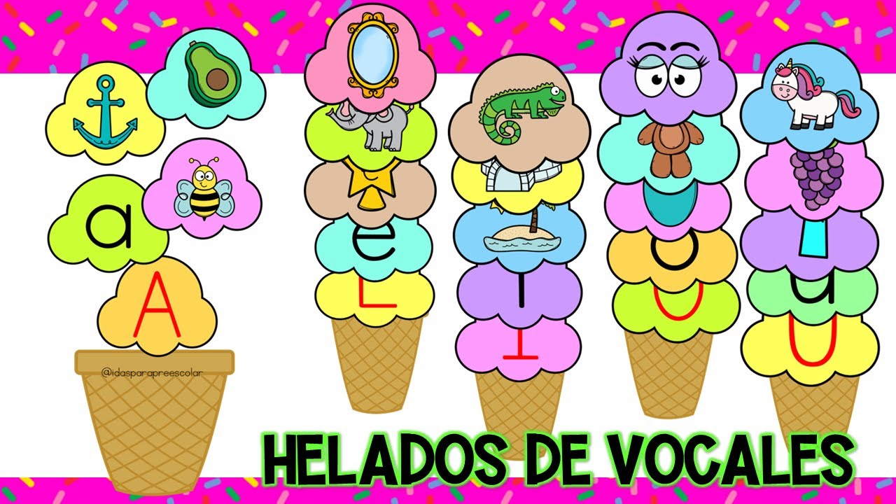 HELADOS DE VOCALES RECURSO IMPRIMIBLE - YouTube