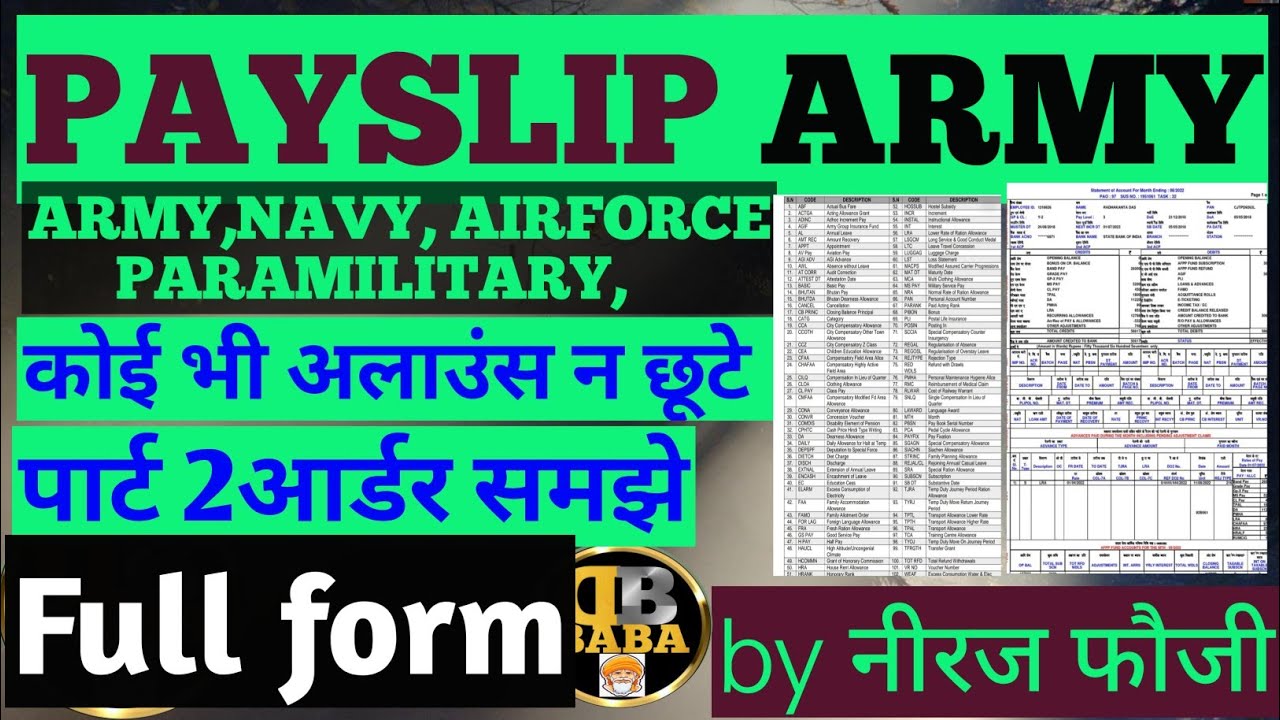 Army payslip देखने का सही तरीका 👍|| payslip shorts name full form ...