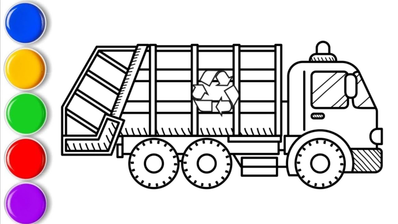 Cute Garbage truck Drawing,Painting for Kids&Toddlers.How To Draw ...