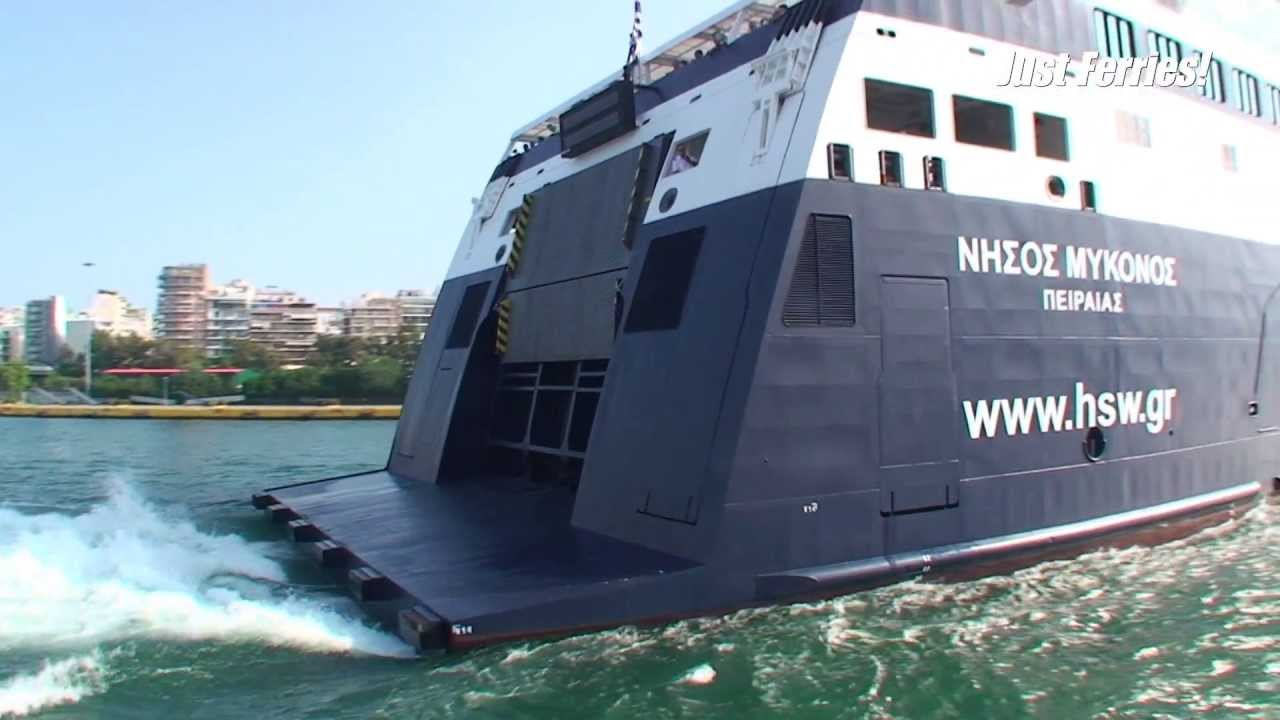 Departure of ferry NISSOS MYKONOS in Piraeus - YouTube