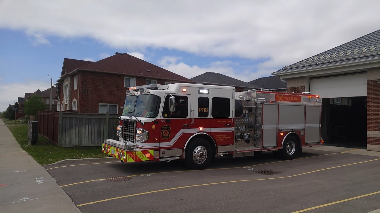 |4K| Mississauga Fire NEW Pumper 118 Responding x2 - YouTube