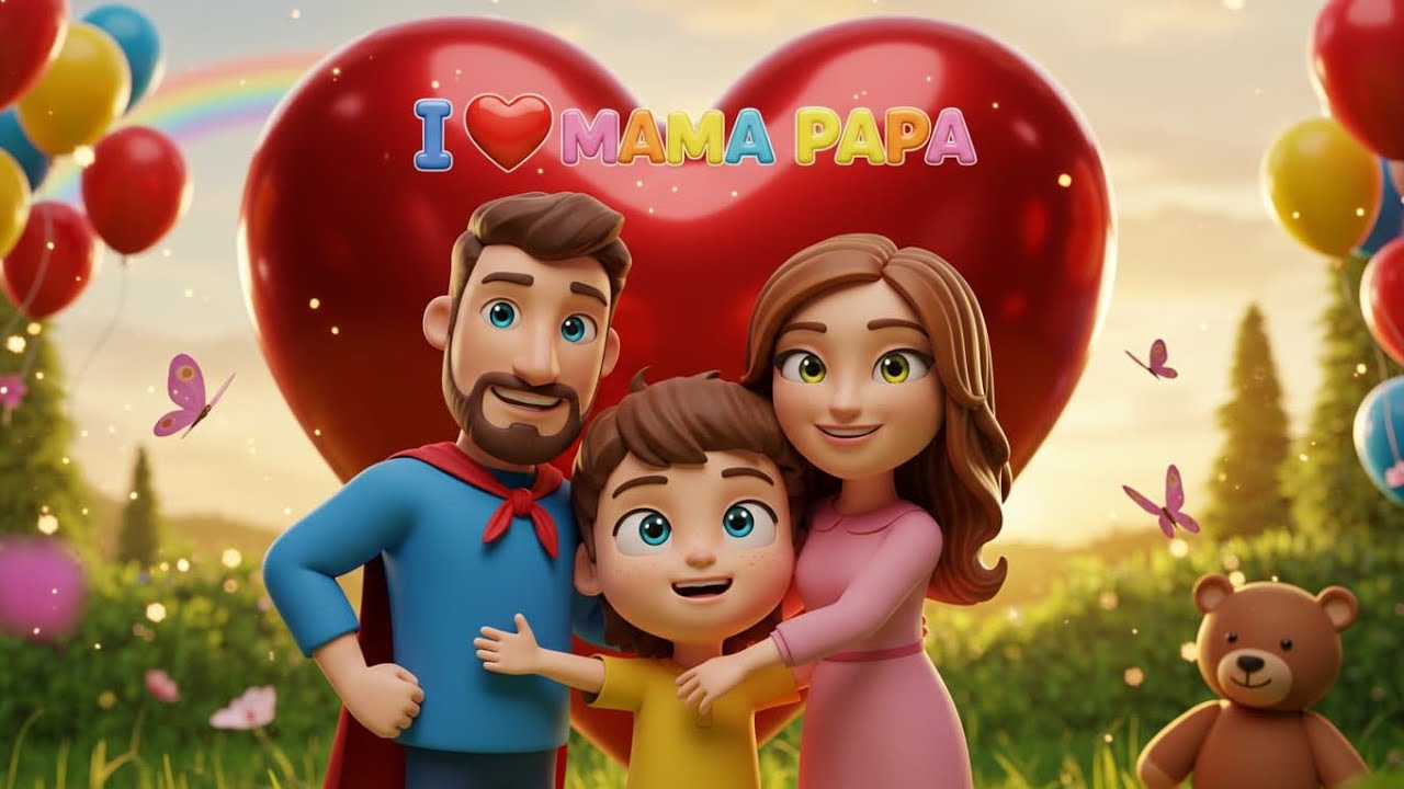 I Love You Mama Papa 💖 | Cute 3D Cartoon Song for Kids | Emotional ...
