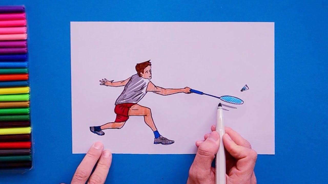 How to draw a Badminton Player - YouTube