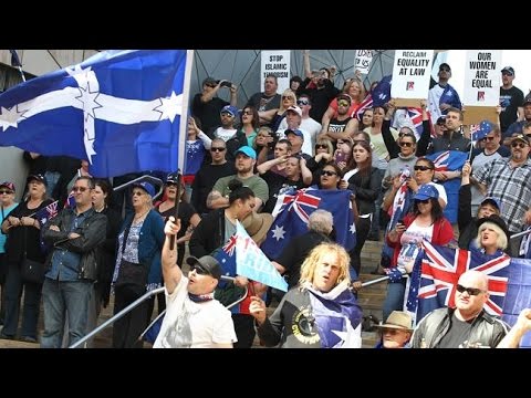 Nationalist demonstrators protest at a Reclaim Australia rally - YouTube