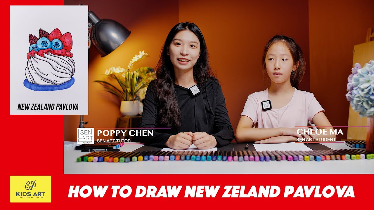 How to draw New Zealand Pavlova｜Kids Art Class｜Draw beautiful things ...