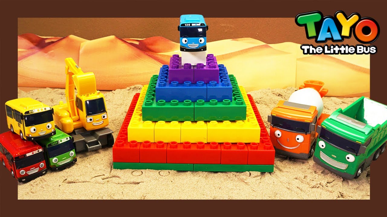 Learn Colors with Rainbow Pyramid l Heavy Vehicles Lego Play l Tayo the ...