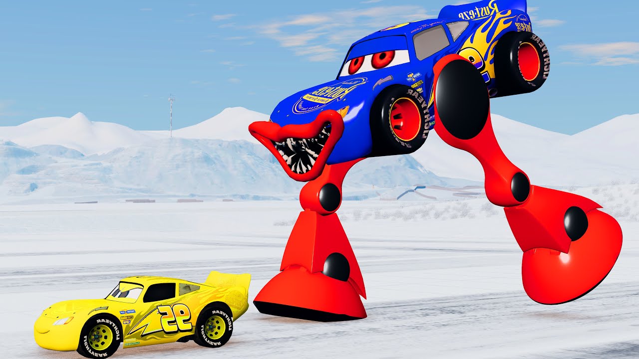 Epic Escape From The Lightning McQueen Eater New Robot | McQueen VS ...