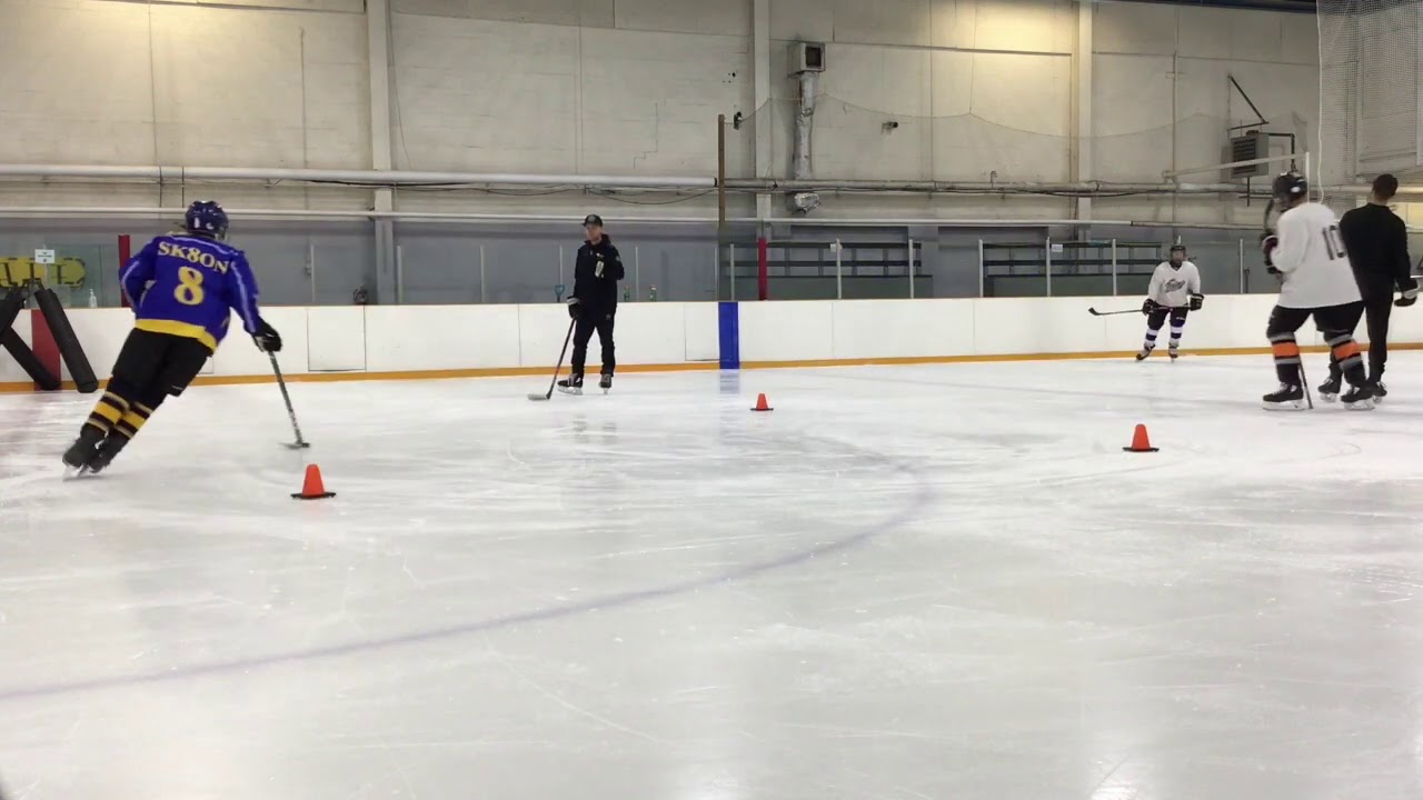 3 cone skating and puck handling - YouTube