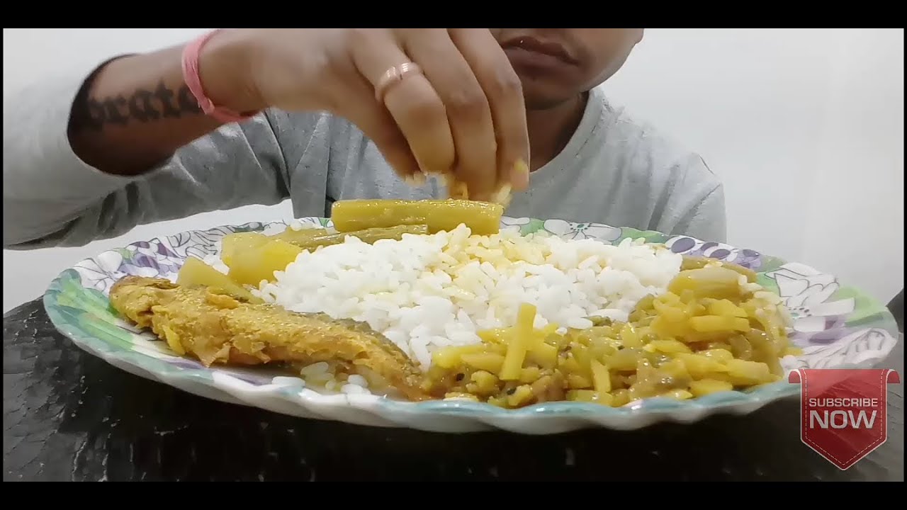 Bata fish Curry White Rice Vegetable Fry Eating || Food Asmr - YouTube