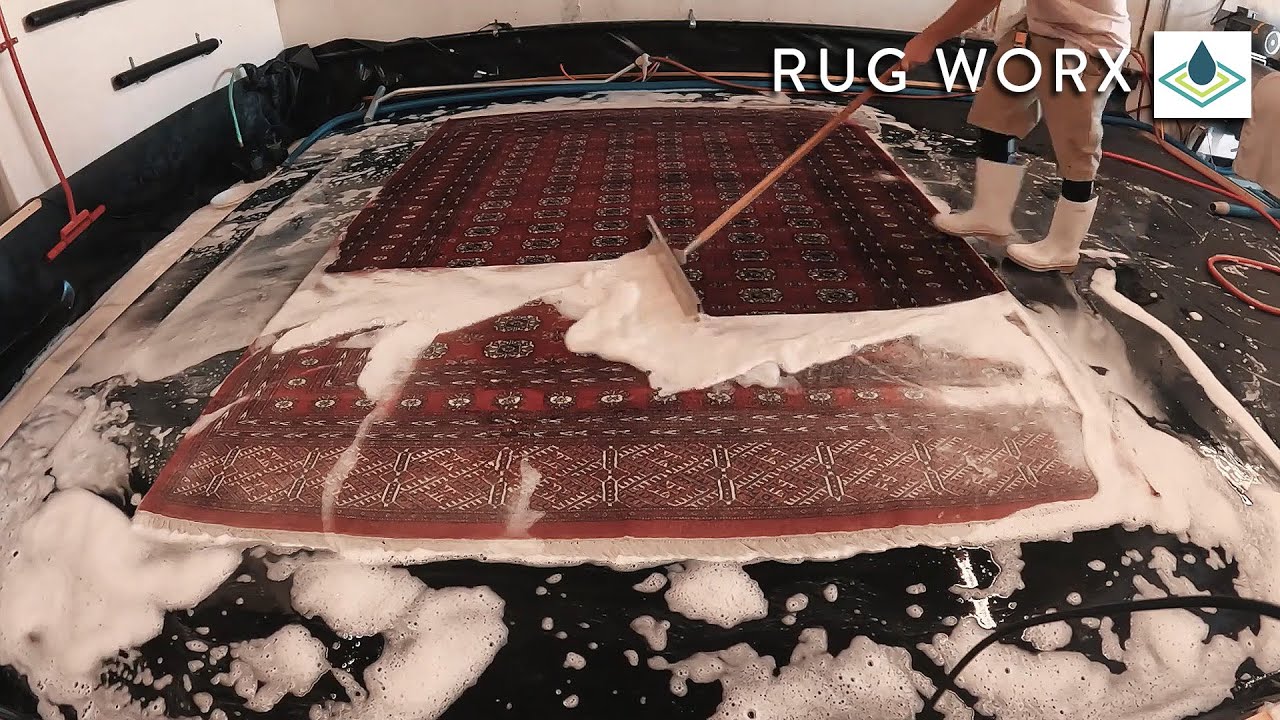 We Washed A Hand Knotted Wool Bokhara Rug - YouTube