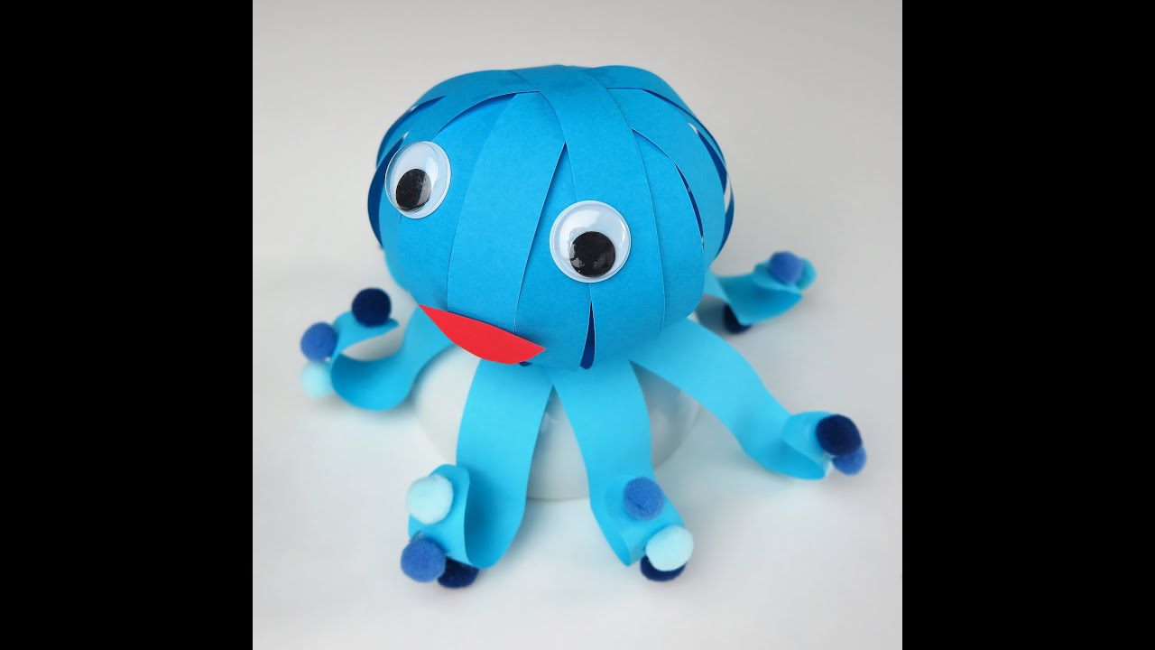 Ośmiornica z papieru i pomponików. Octopus made of paper and pom poms. - YouTube