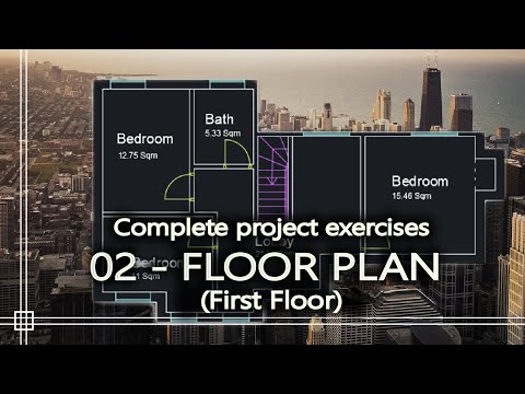 Autocad - Exercise to Draw a Floor Plan (first floor)