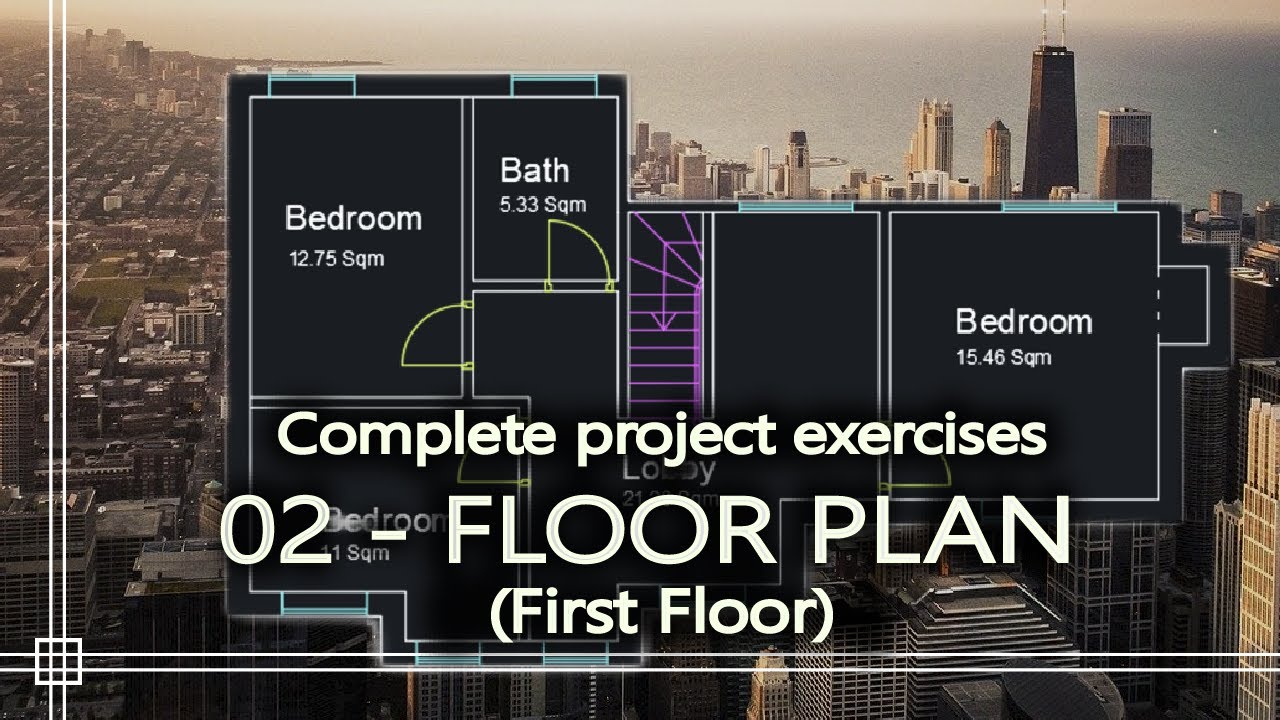 Autocad - Exercise to Draw a Floor Plan (first floor) - YouTube