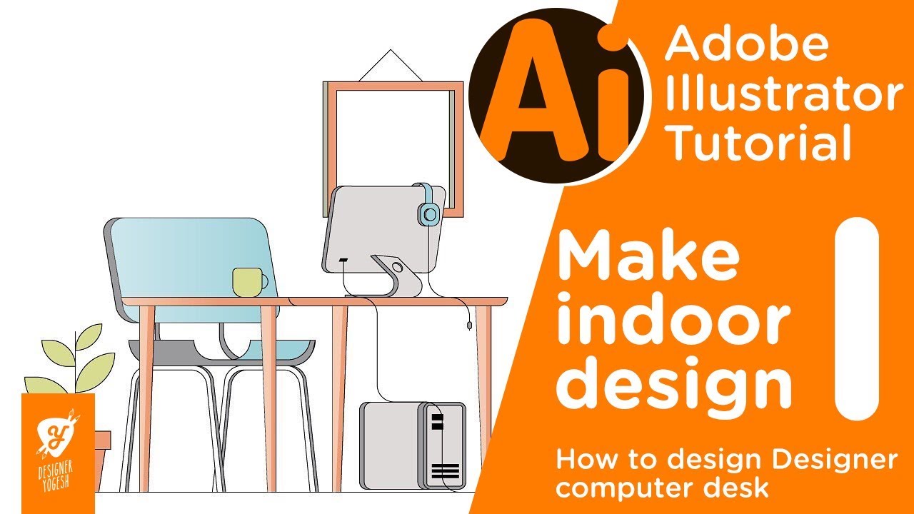 How to design Designer computer desk in Adobe Illustrator episode 01 ...
